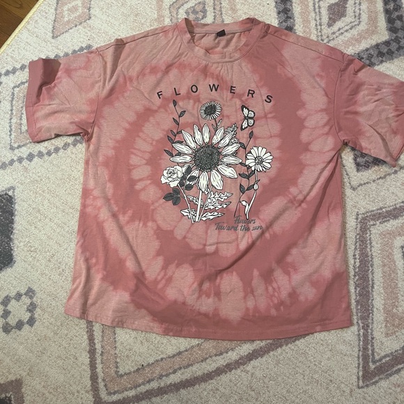 SHEIN | Tops | Custom Tie Dye Pink Flower Shirt From Shein Sizes Medium ...